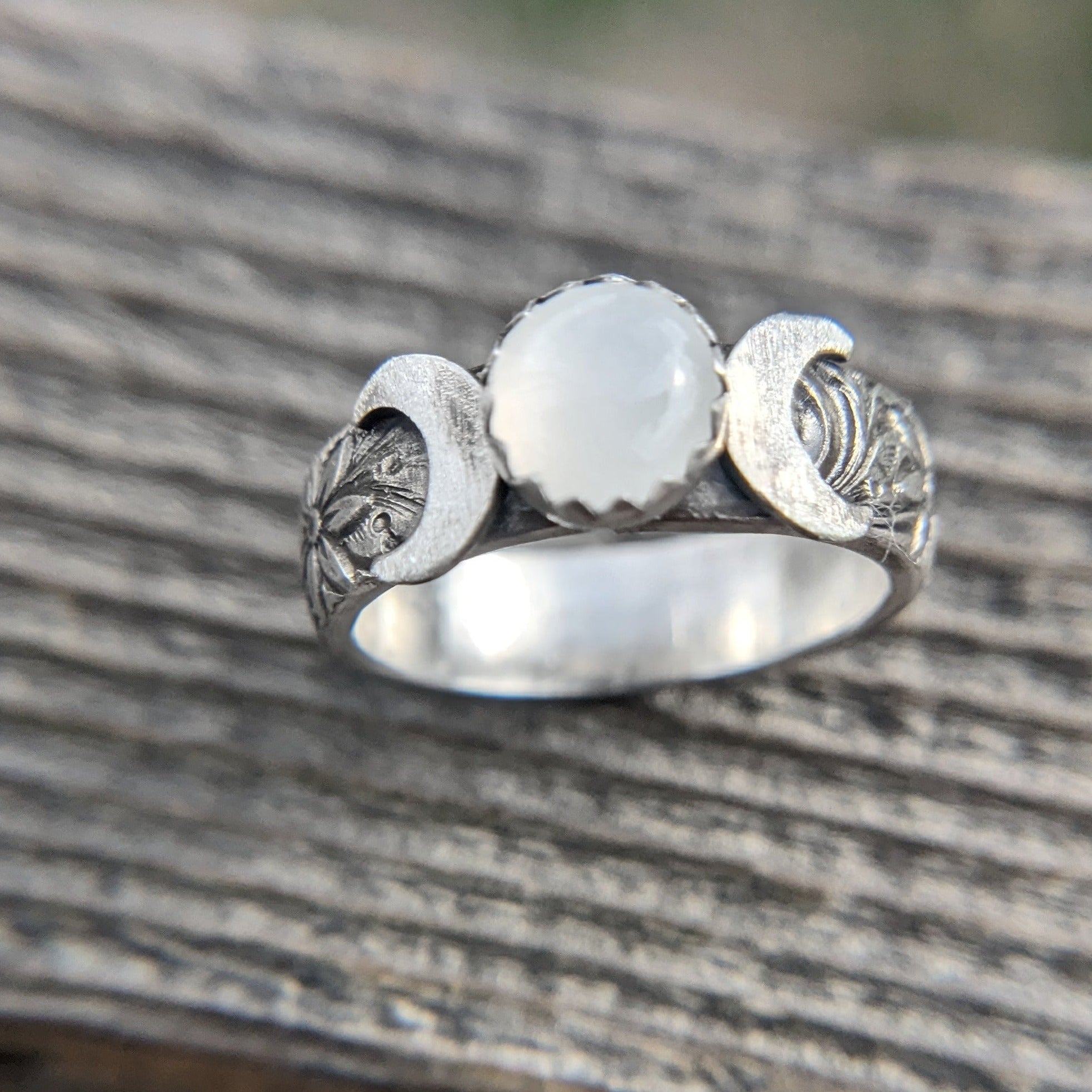 Sterling Silver Triple Moon Goddess Ring